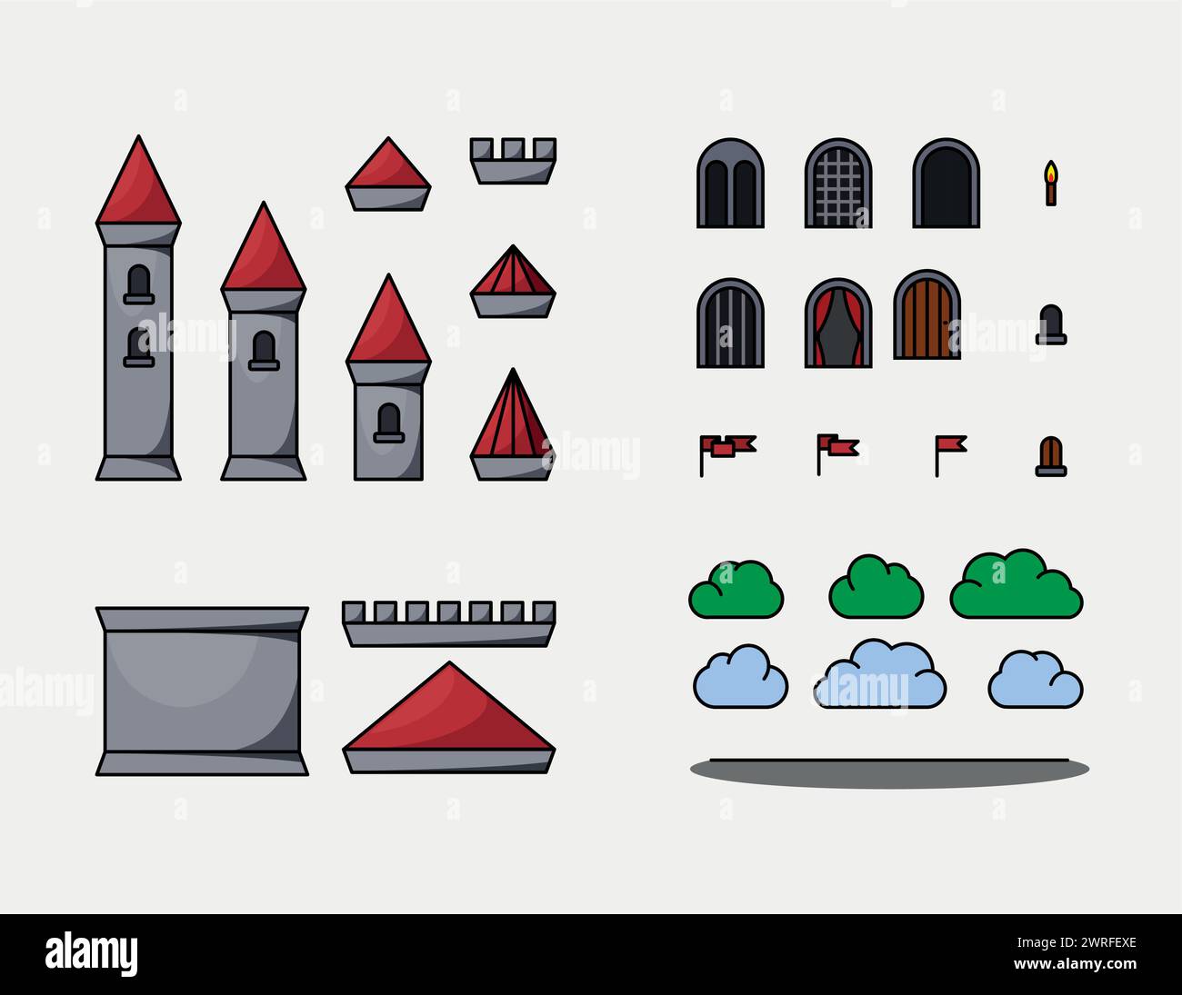 Medieval vector castles icon set. Cartoon fairy tale castle tower icon Stock Vector Image & Art ...