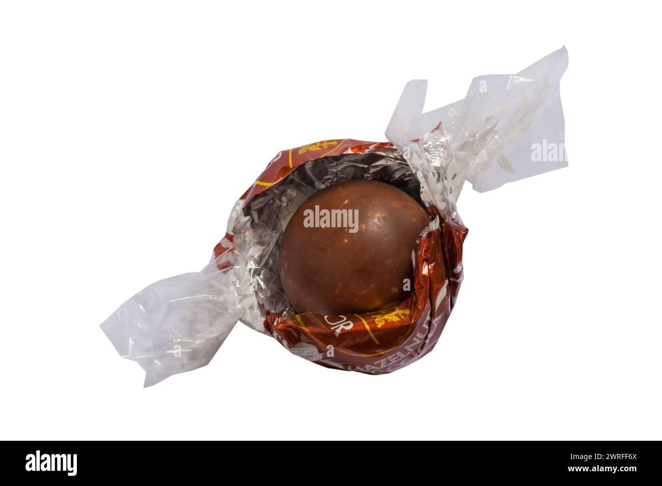 Lindt Lindor hazelnut chocolate opened to show contents isolated on ...