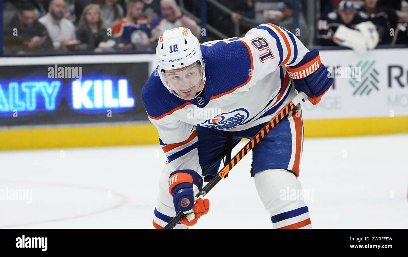 Edmonton Oilers left wing Zach Hyman (18) during an NHL hockey game ...