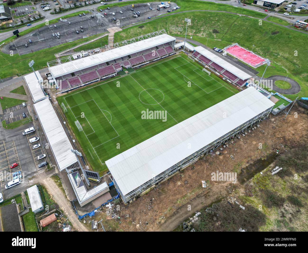 A general Aerial view of Sixfields Stadium, Home of Northampton Town ...