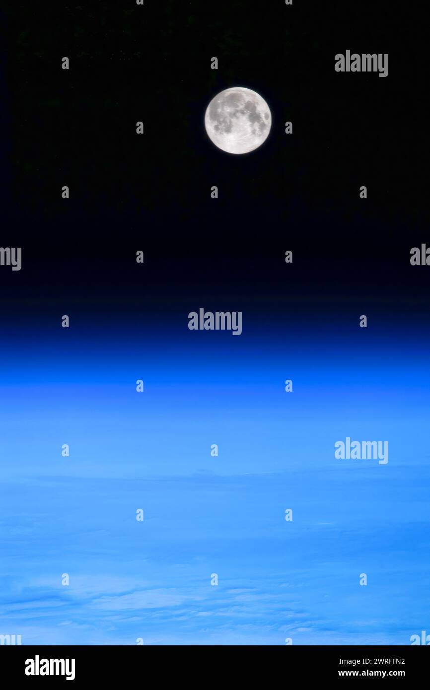 The moon and atmosphere. Digital enhancement of an image by NASA Stock ...