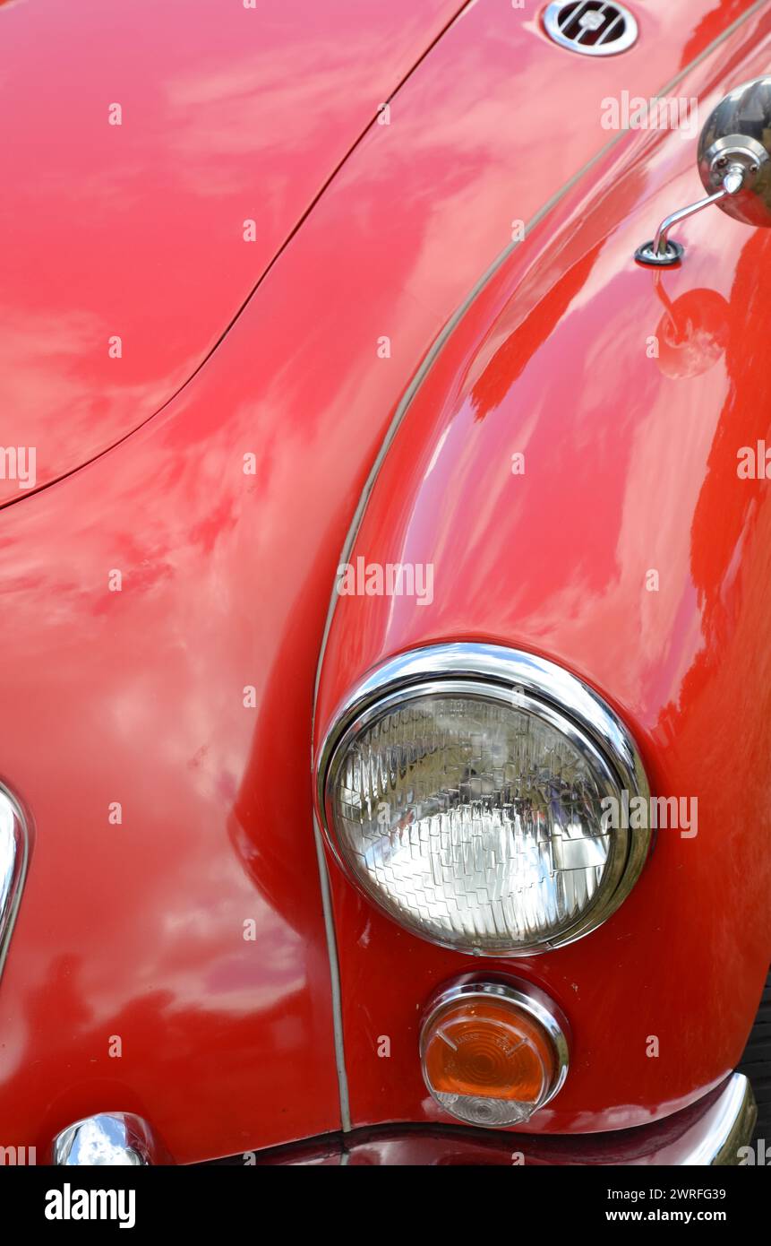 Front lights on a red MGA sports car Stock Photo - Alamy