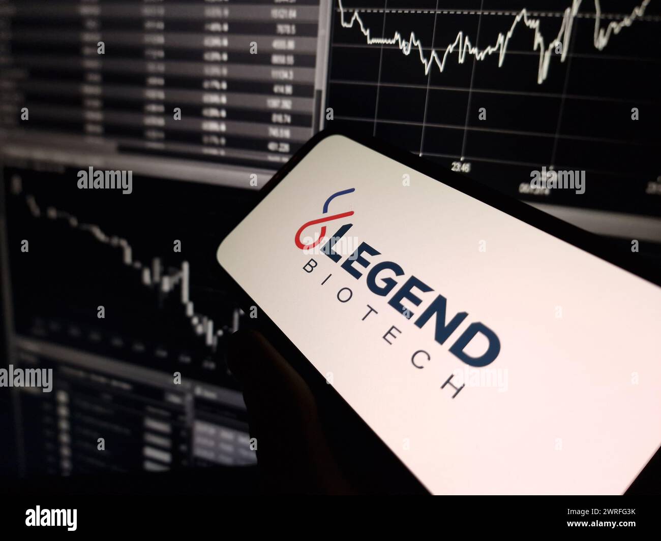 Konskie, Poland - March 11, 2024: Legend Biotech company logo displayed ...