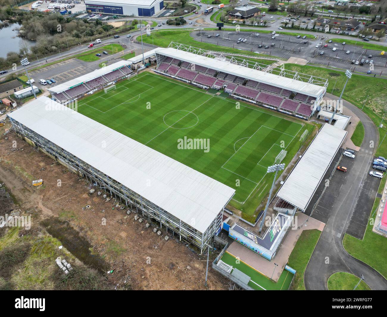 A general Aerial view of Sixfields Stadium, Home of Northampton Town ...
