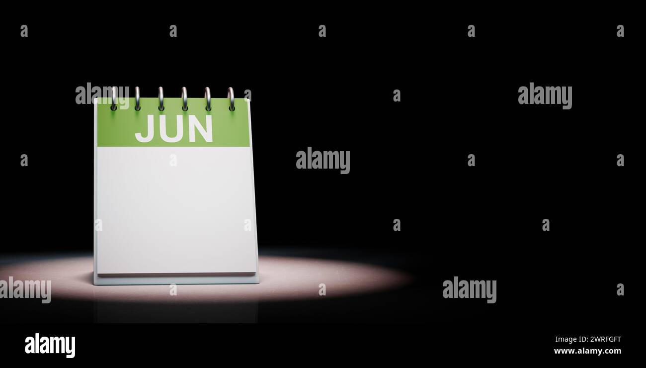 June Calendar Spotlighted on Black Background, Blank Day Stock Photo ...