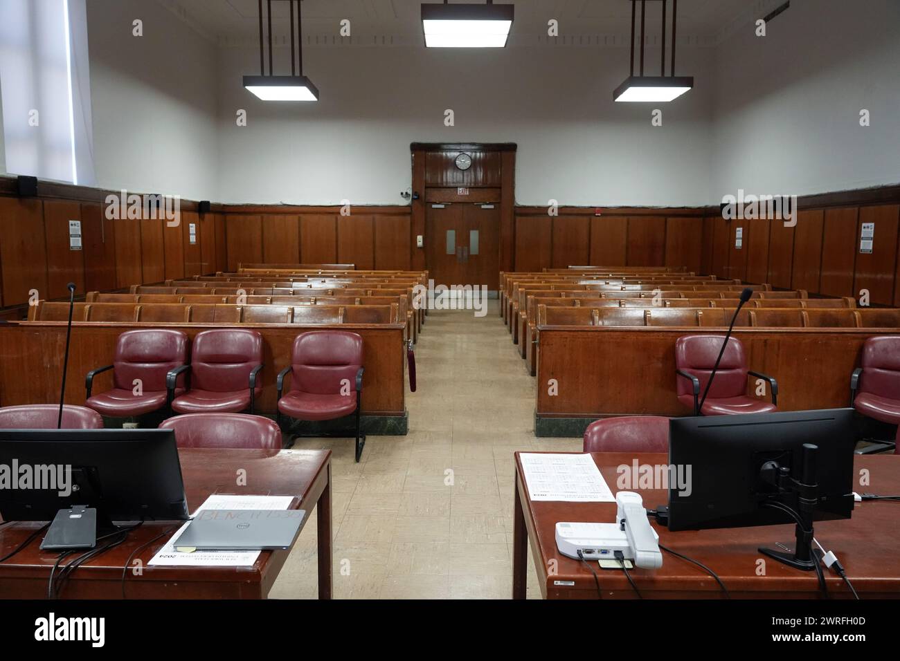 Judge Juan Merchan's courtroom is seen in New York, Tuesday, March 12 ...