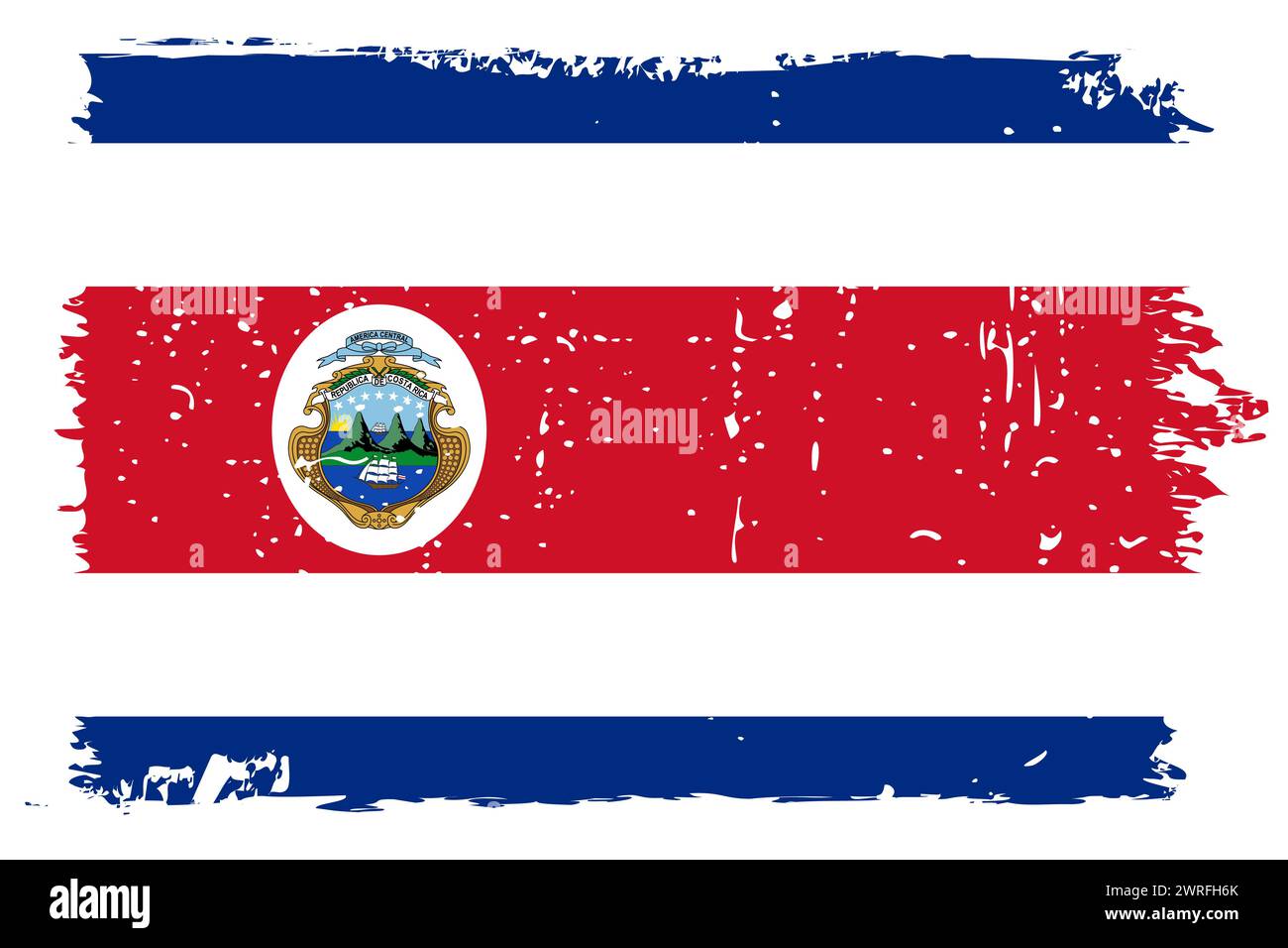 Costa Rica flag - vector flag with stylish scratch effect and white ...