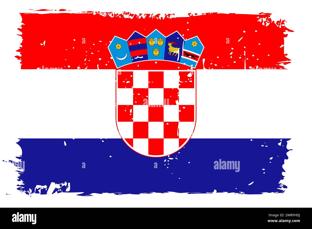 Croatia flag - vector flag with stylish scratch effect and white grunge ...