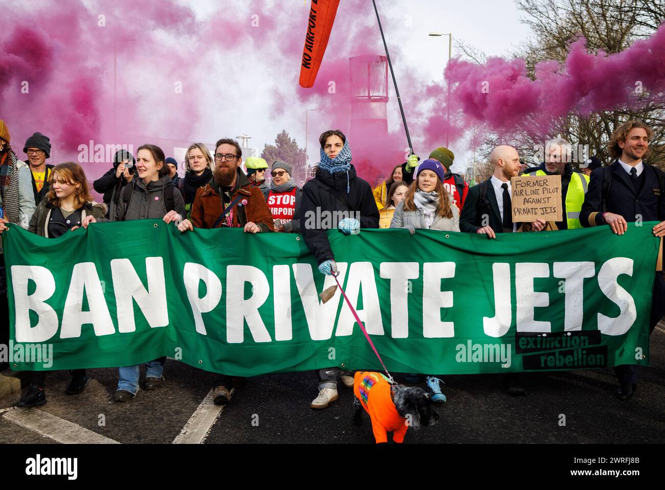 27th Jan 2024. Greta Thunberg at Farnborough Airport. 'Flying to ...