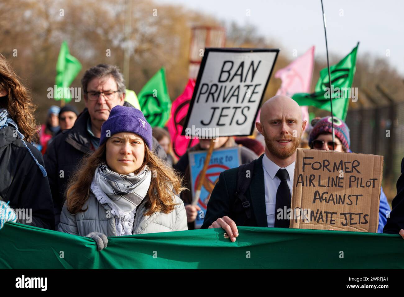 27th Jan 2024. Greta Thunberg at Farnborough Airport. 'Flying to ...