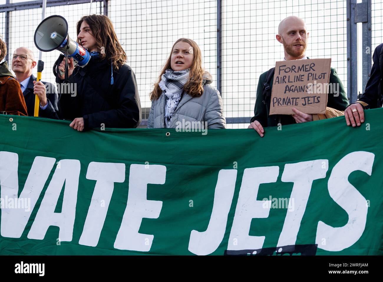 27th Jan 2024. Greta Thunberg at Farnborough Airport. 'Flying to ...