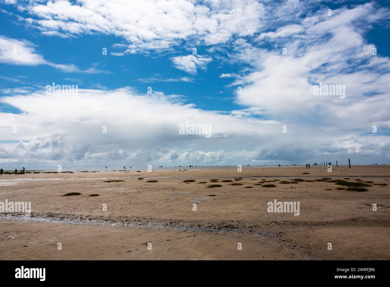 Wattwanderer bei Niedrigwasser in St. Peter-Ording *** Mudflat walkers ...