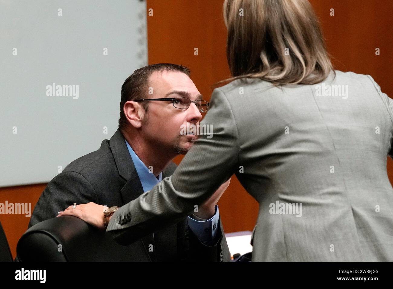 James Crumbley talks to defense attorney Mariell Lehman, Tuesday, March ...