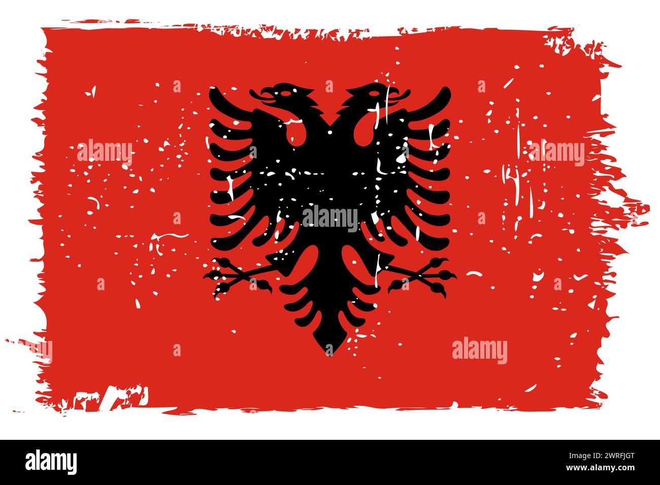 Albania flag - vector flag with stylish scratch effect and white grunge ...