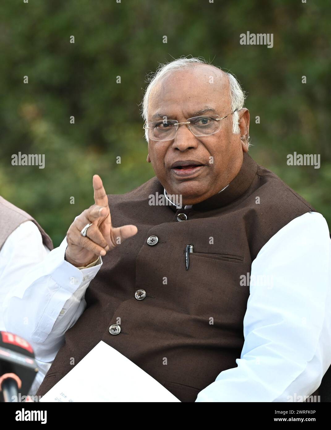 New Delhi, India. 12th Mar, 2024. NEW DELHI, INDIA - MARCH 12: Congress President Mallikarjun ...