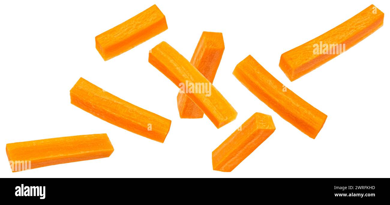 Carrot sticks isolated on white background Stock Photo - Alamy