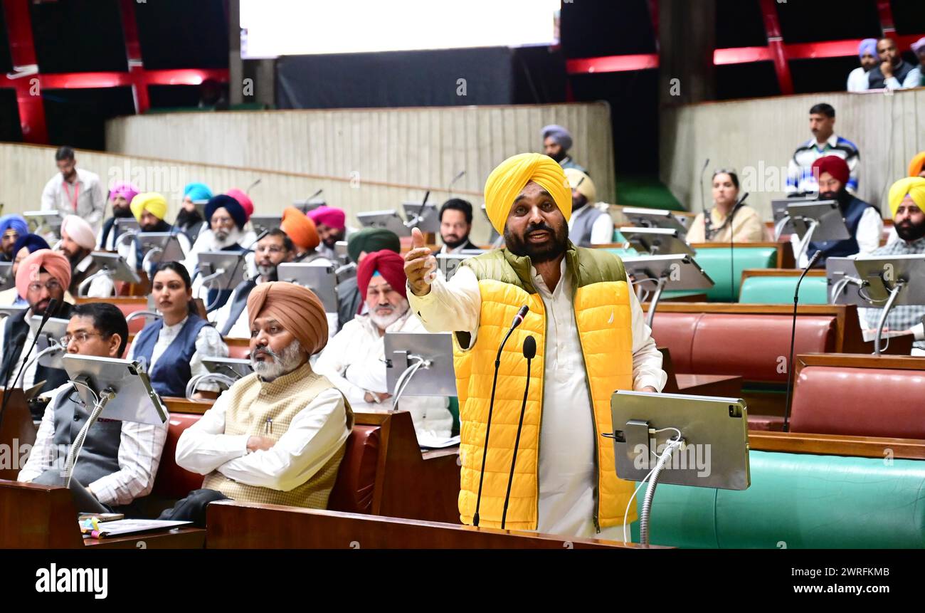 Chandigarh, India. 12th Mar, 2024. CHANDIGARH, INDIA - MARCH 12: Chief Minister Punjab Bhagwant ...