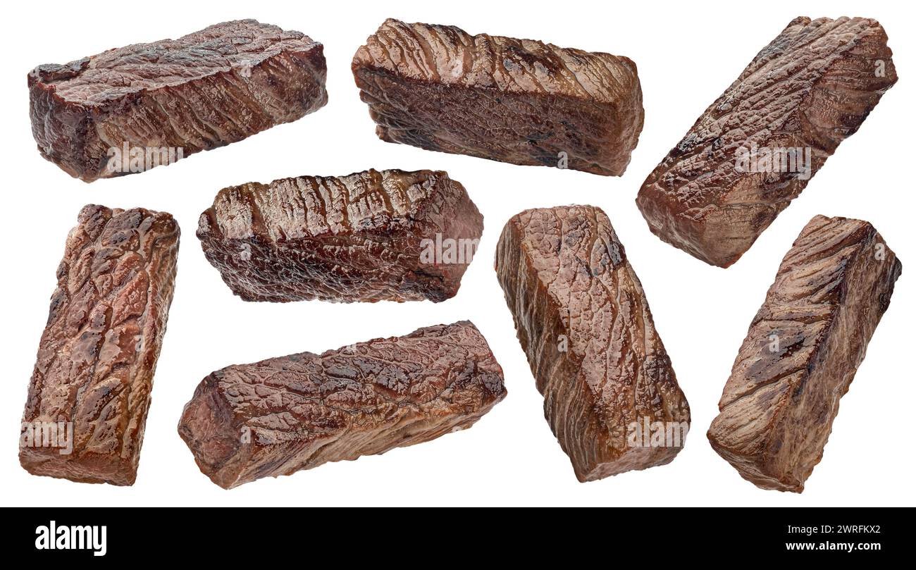Grilled beef sticks isolated on white background Stock Photo - Alamy