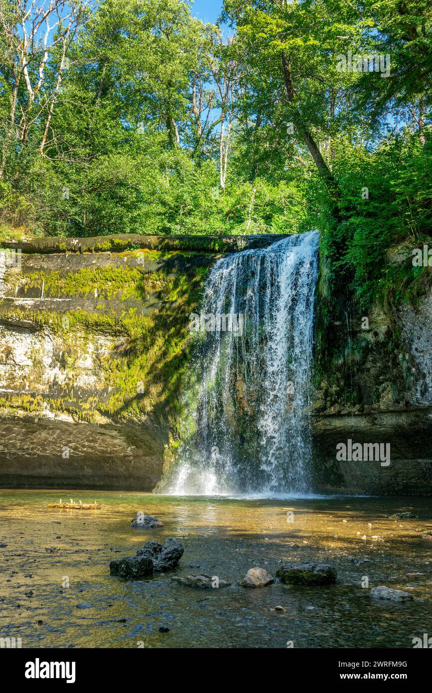 Hérisson waterfalls, famous local landmark in the Jura, France Stock ...