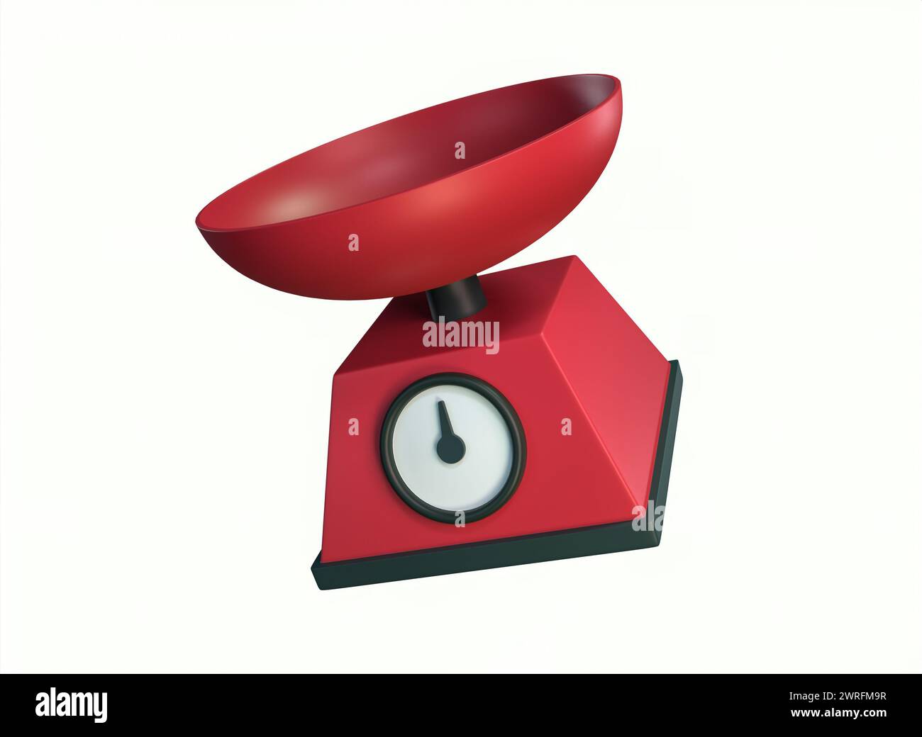 cartoon red kitchen scales on a white background 3d rendering Stock ...