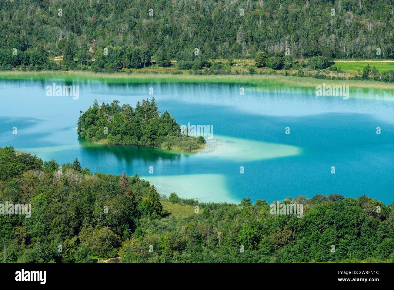 Lake in the Jura, scenic jurassic landscape view from Belvedere des ...