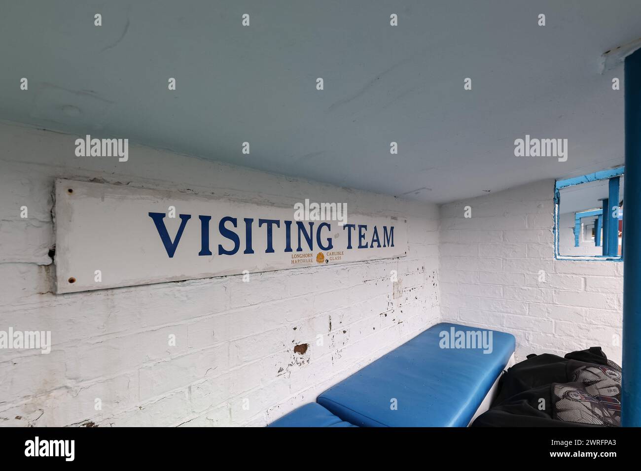 The visiting dugout during the Sky Bet League 1 match Carlisle United vs Barnsley at Brunton ...