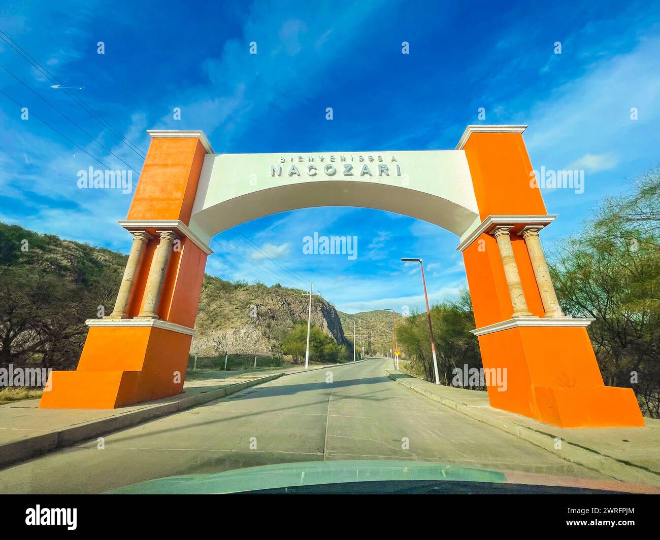Arch or portal of the entrance to Nacozari de Garcia in Sonora Mexico ...
