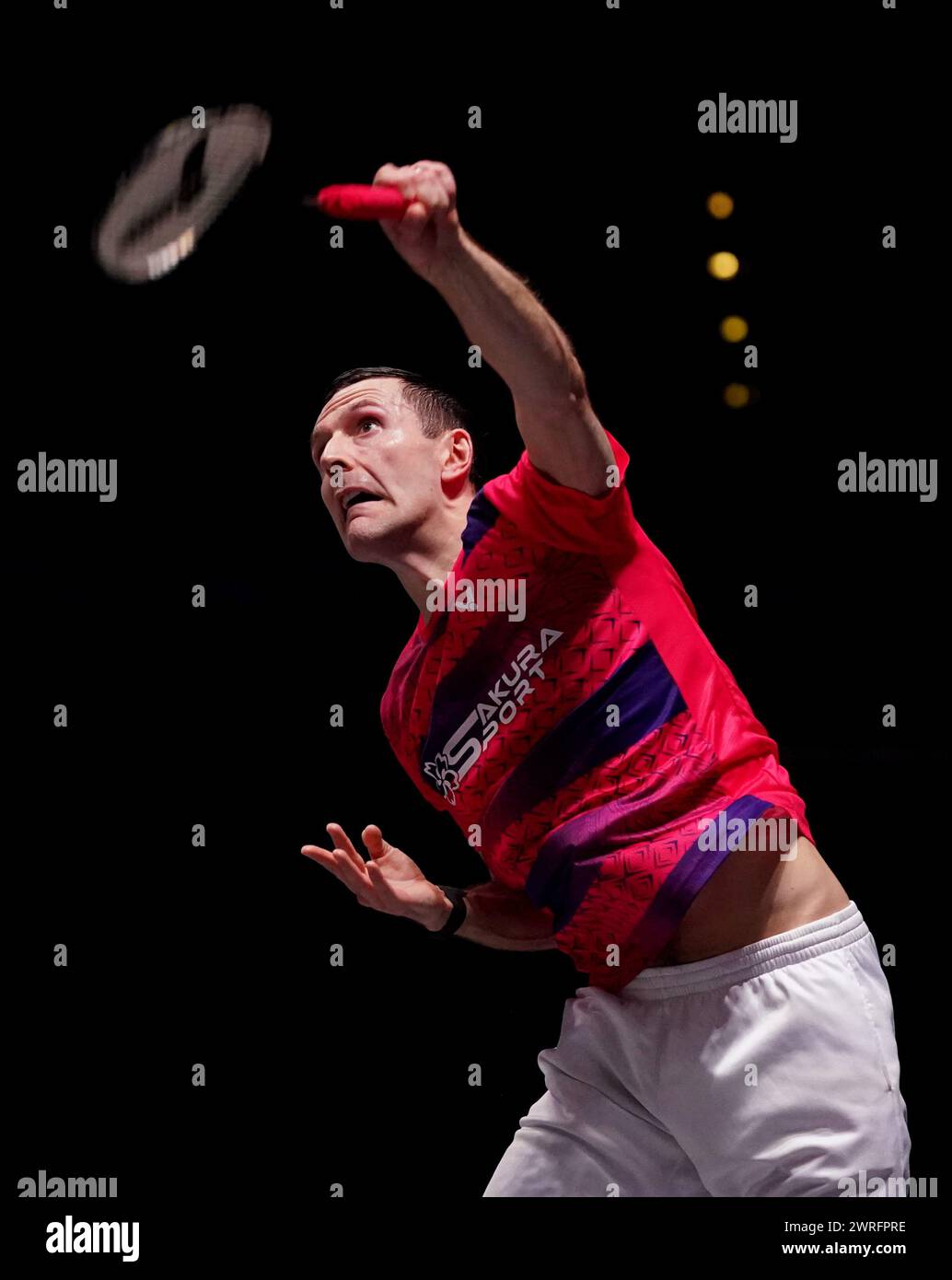 England's Gregory Mairs in action during their Mixed Doubles match with ...