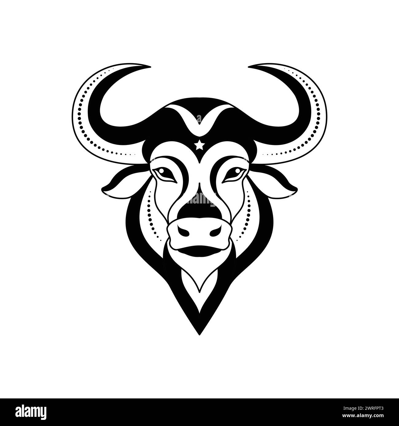 Taurus zodiac sign in linear style on white background Stock Vector ...