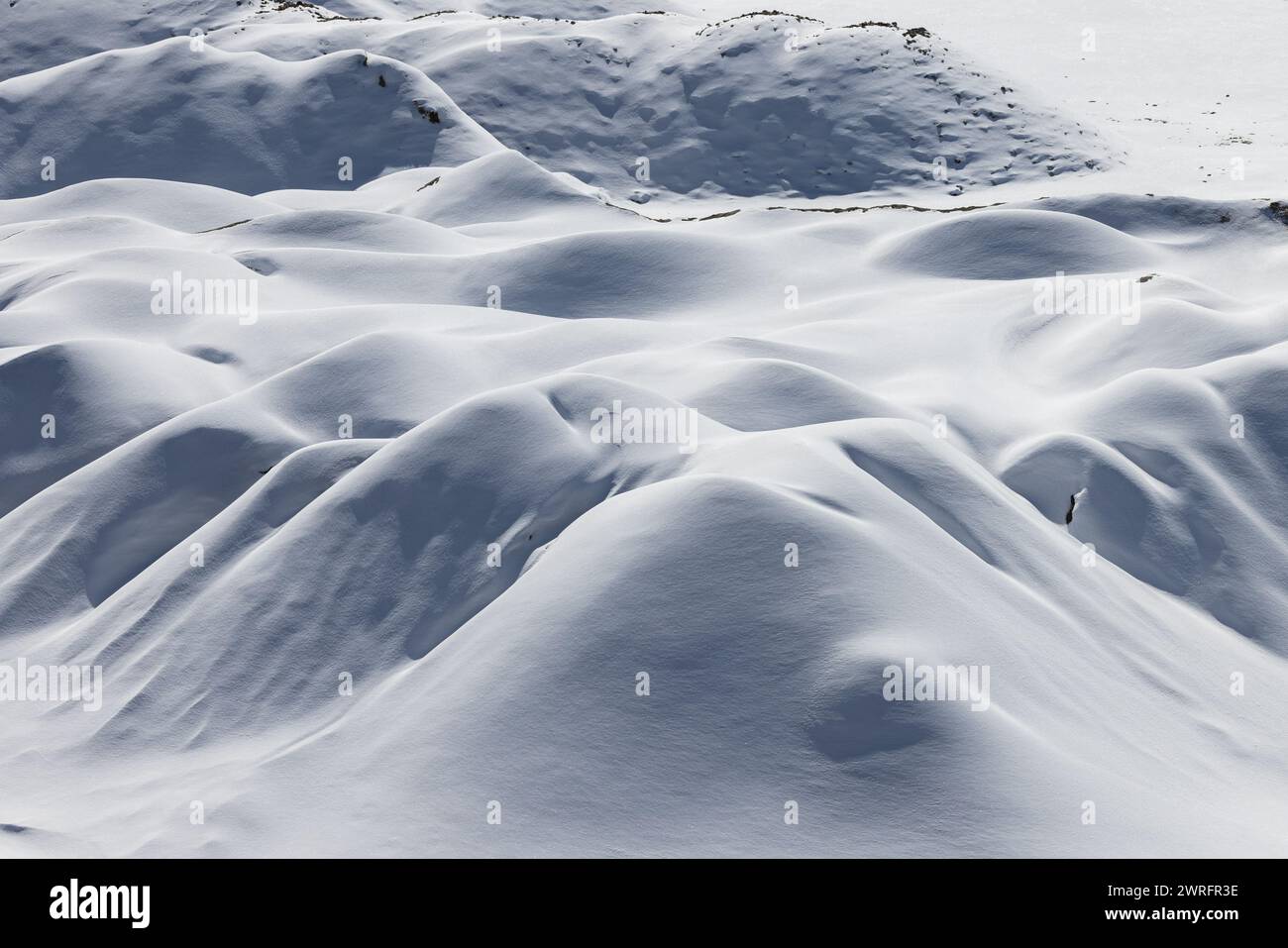 Pristine untouched snow on rolling hills Stock Photo - Alamy