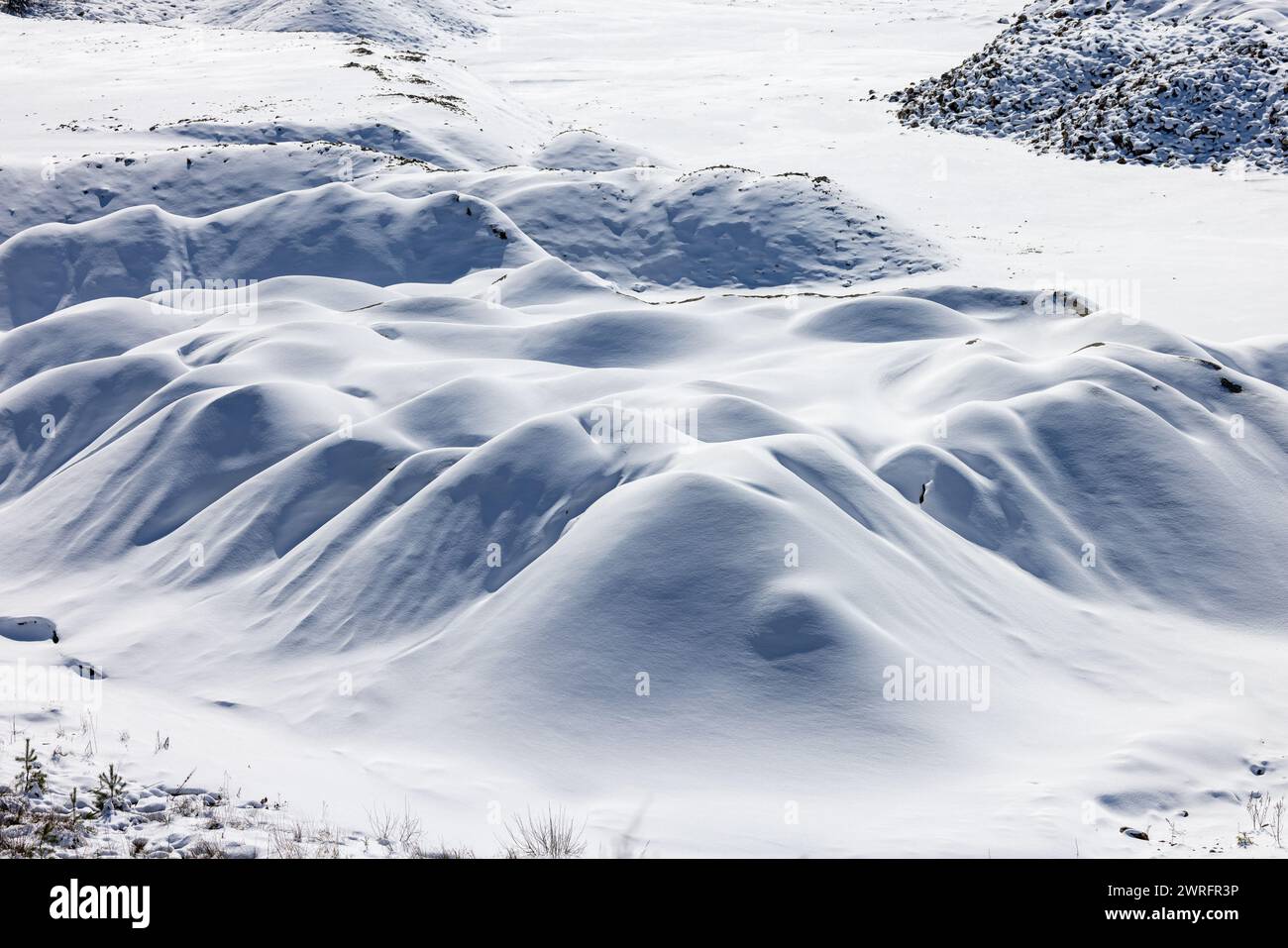 Pristine untouched snow on rolling hills Stock Photo - Alamy