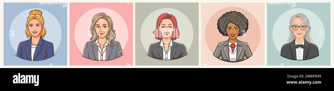 Set of diverse women vector cartoon avatars Stock Vector Image & Art ...