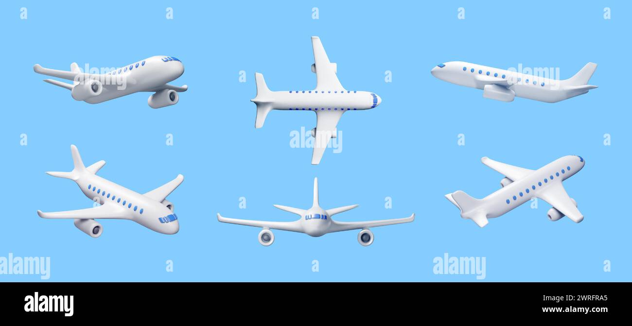 Realistic 3d plane flying hi-res stock photography and images - Alamy