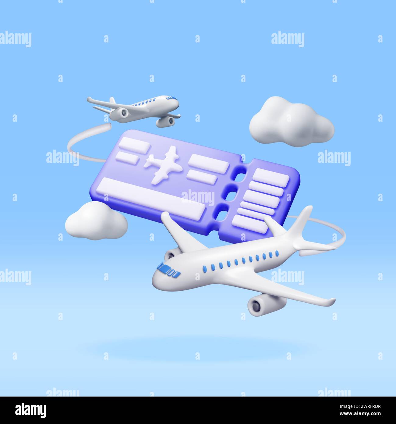 3d Airline Ticket or Boarding Pass and Airplane Stock Vector Image ...