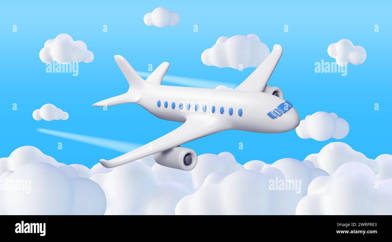 Realistic 3d plane flying hi-res stock photography and images - Alamy