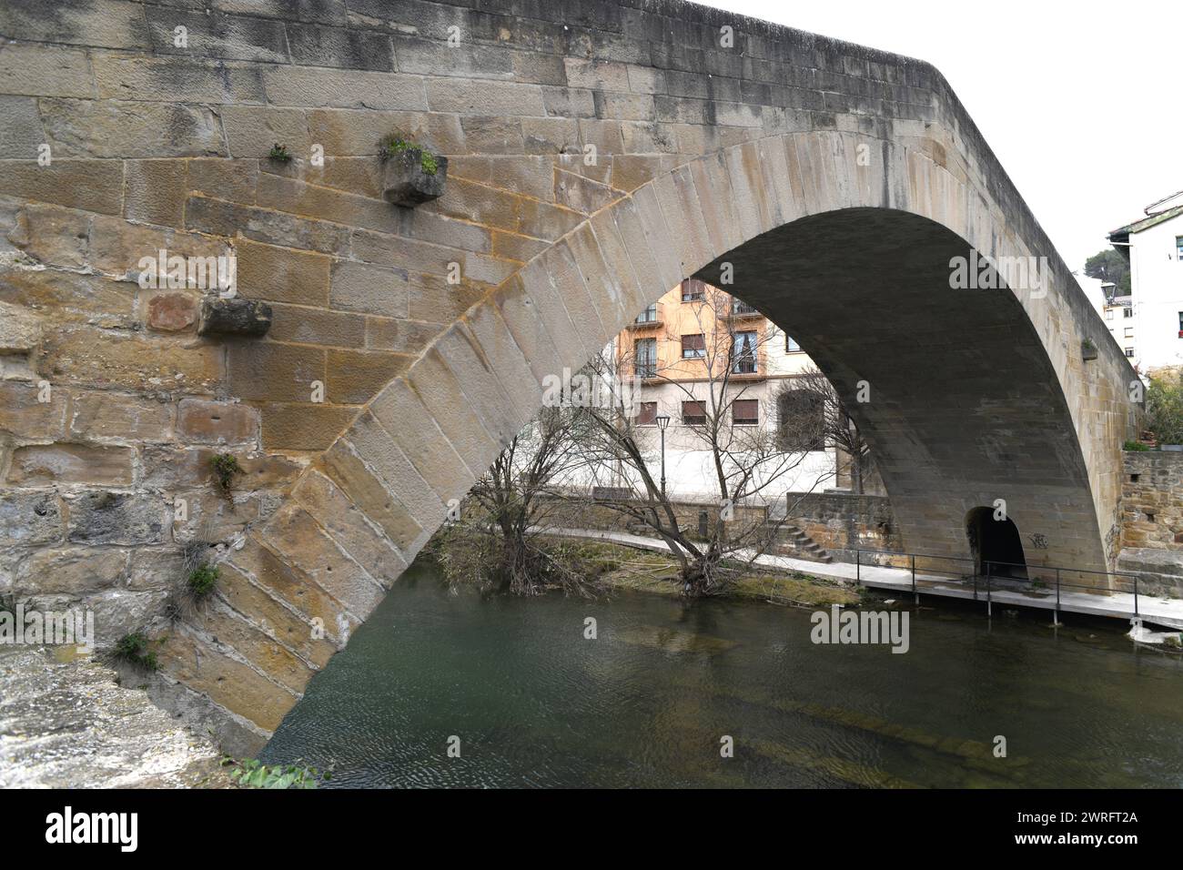 Estella or Lizarra. Medieval bridge (Puente Picudo), original of 12th ...