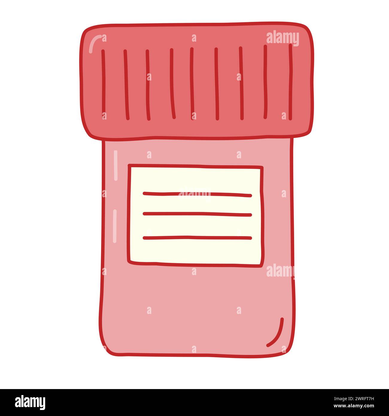 Plastic container or jar with label for medicine or pills, doodle style ...
