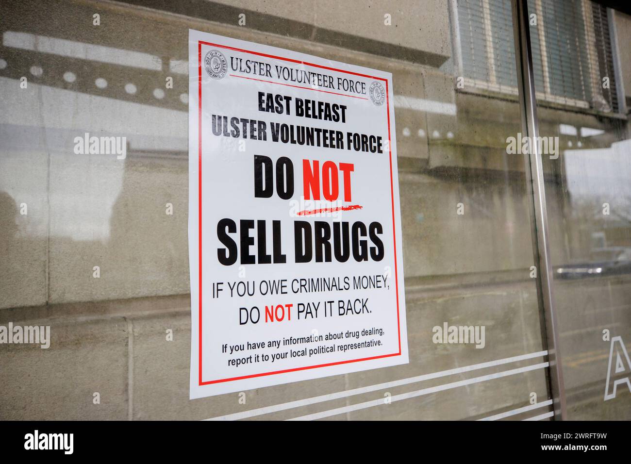 A poster on a bus stop in the Newtownards Road area of east Belfast ...