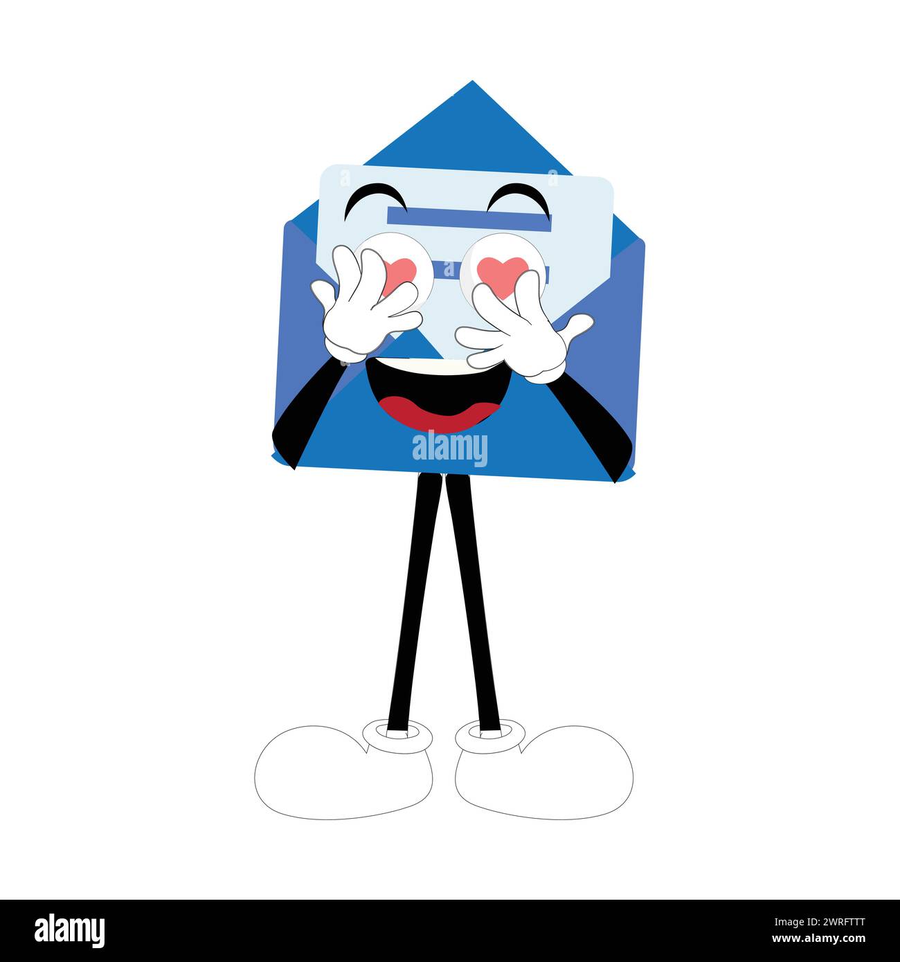 Envelope cartoon mascot character, Cartoon cupid points with a gesture ...
