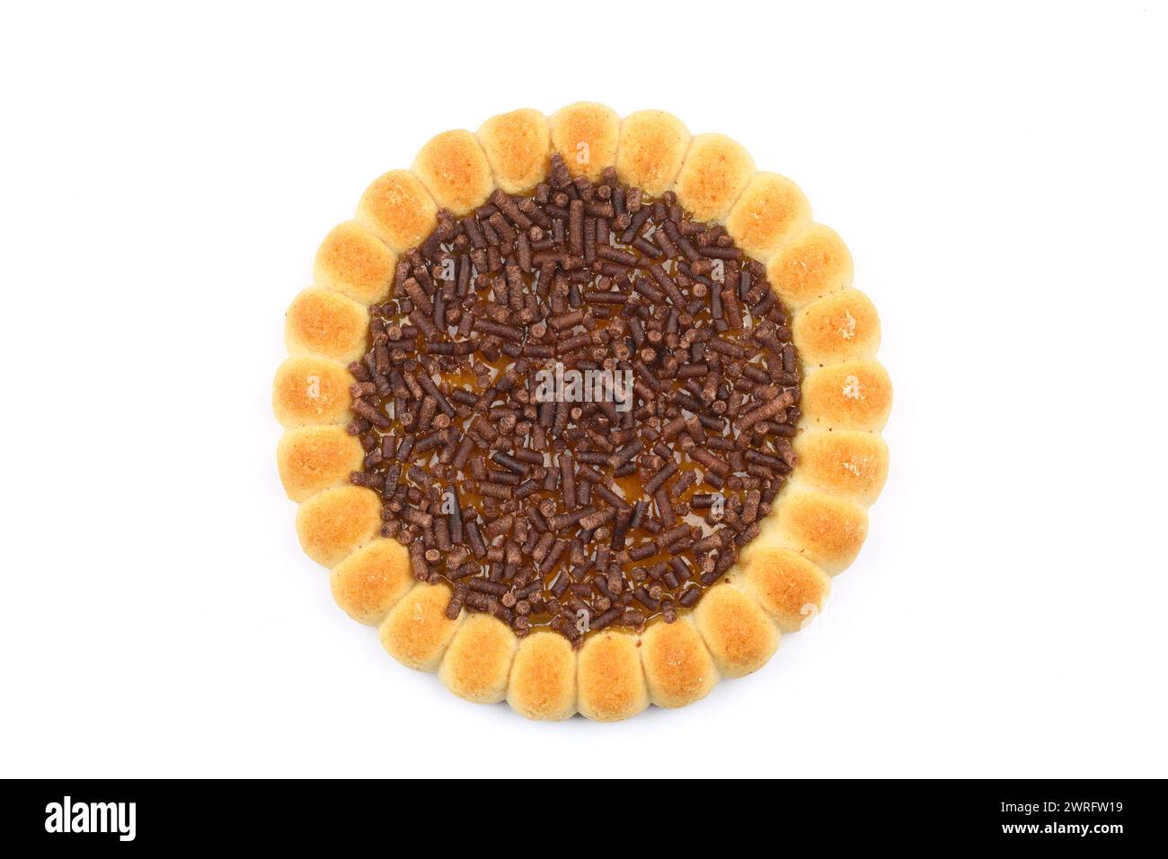 Delicious choco pies on white background. closeup. Space for text Stock ...
