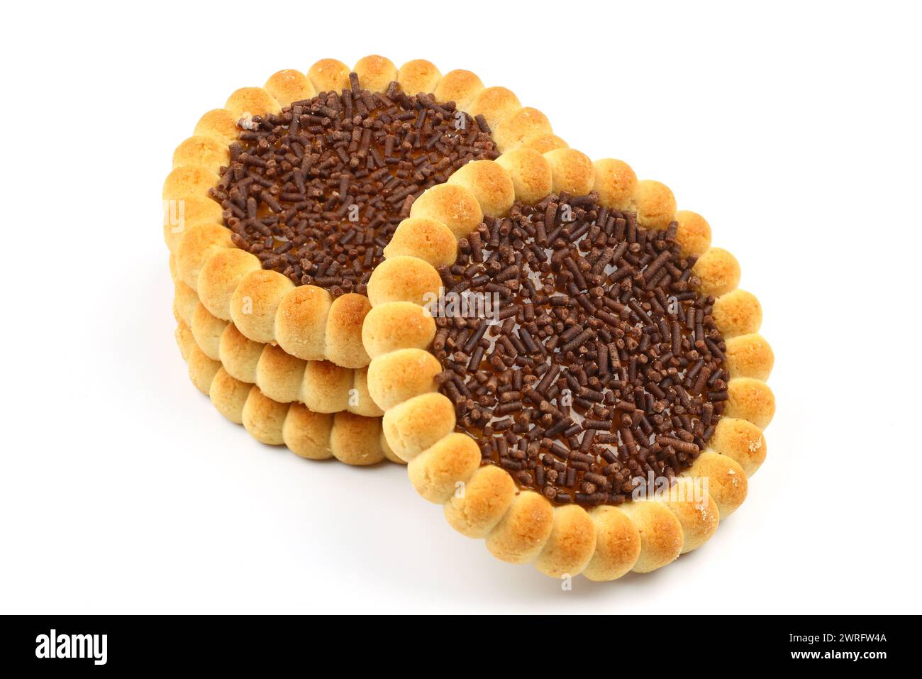 Delicious choco pies on white background. closeup. Space for text Stock ...