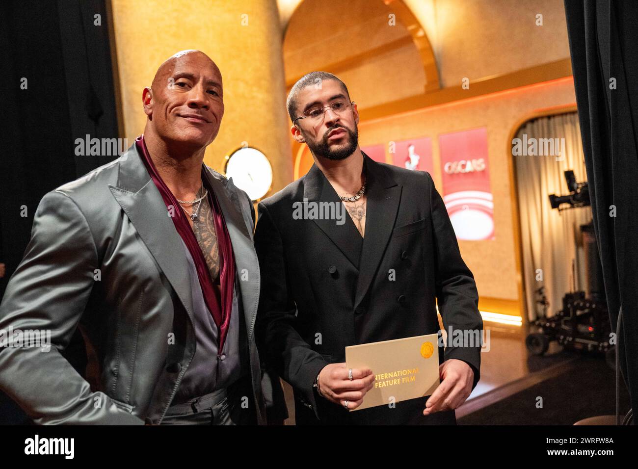 Los Angeles, USA. 10th Mar, 2024. Dwayne Johnson and Bad Bunny pose ...