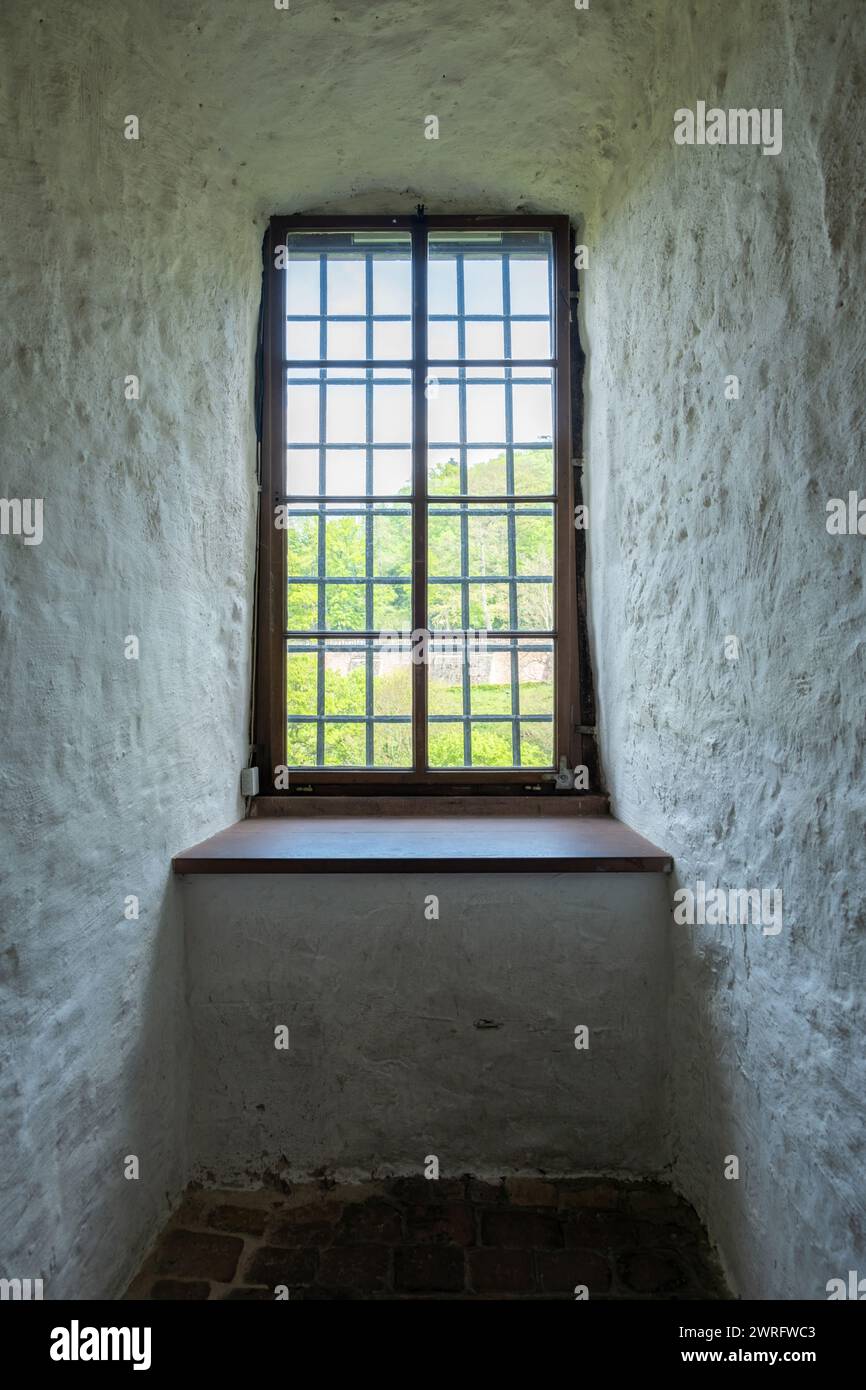 Heidelberg castle, Friedrich Building close window with indoors sill ...