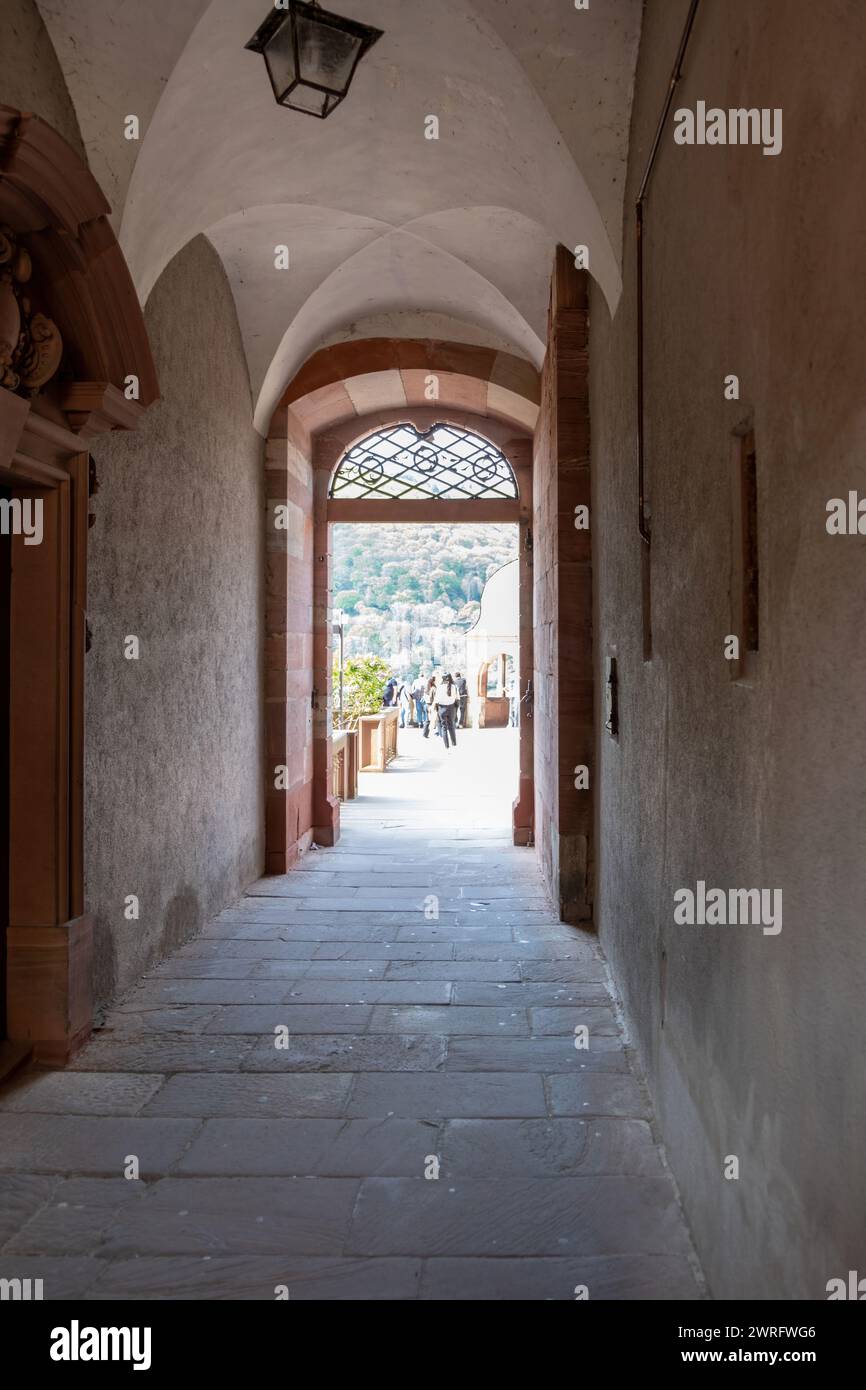 Germany, Heidelberg castle, Friedrich Building open entrance door ...