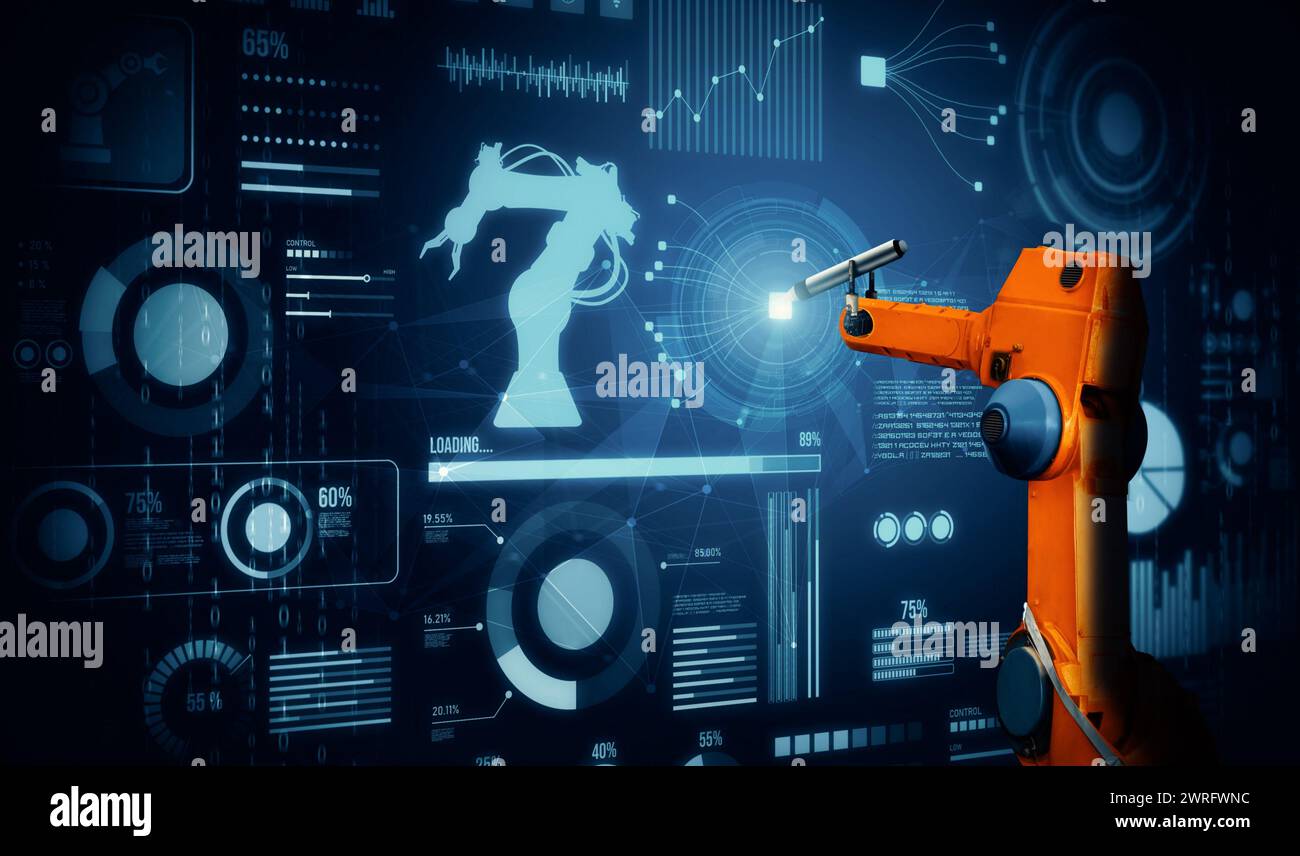 XAI Robot arm AI analyzing mathematics for mechanized industry problem ...