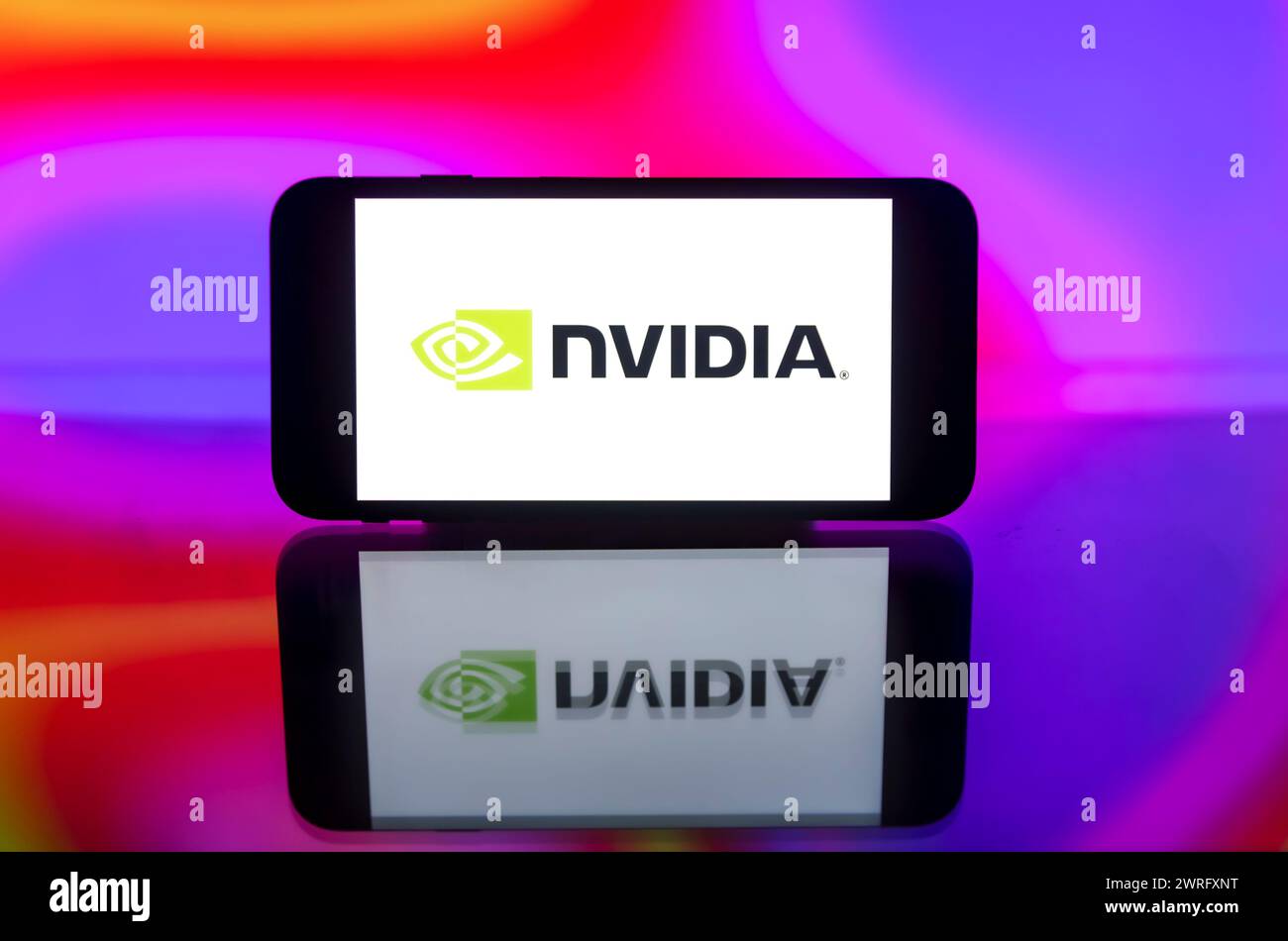 In this photo illustration, the NVidia logo is seen displayed on a ...