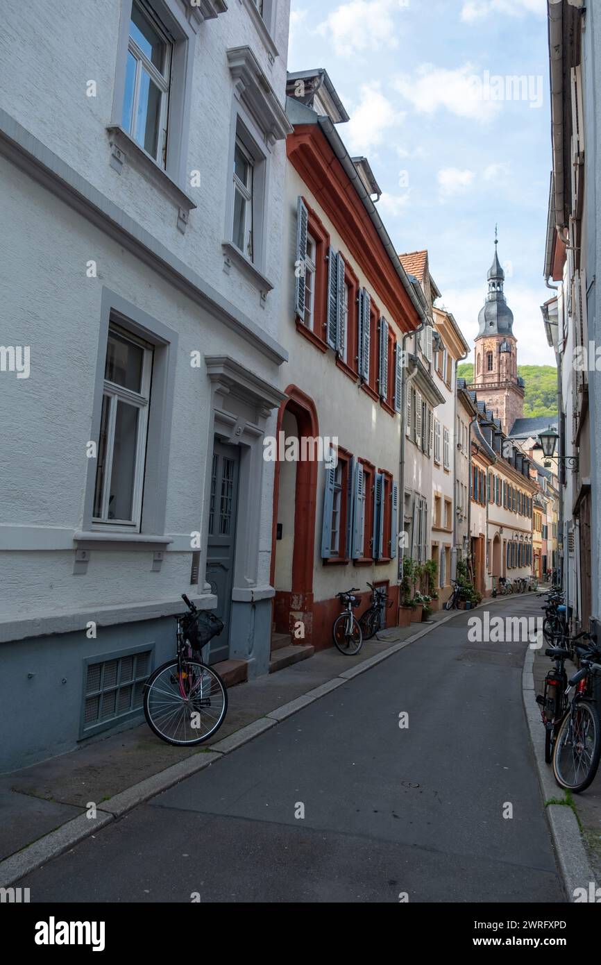Heidelberg, Altstadt empty narrow street, destination Germany. German ...