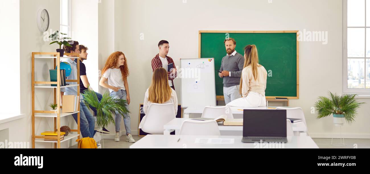 Banner With A Group Of Students Listening To Their Teacher Standing In banner-with-a-group-of-students-listening-to-their-teacher-standing-in