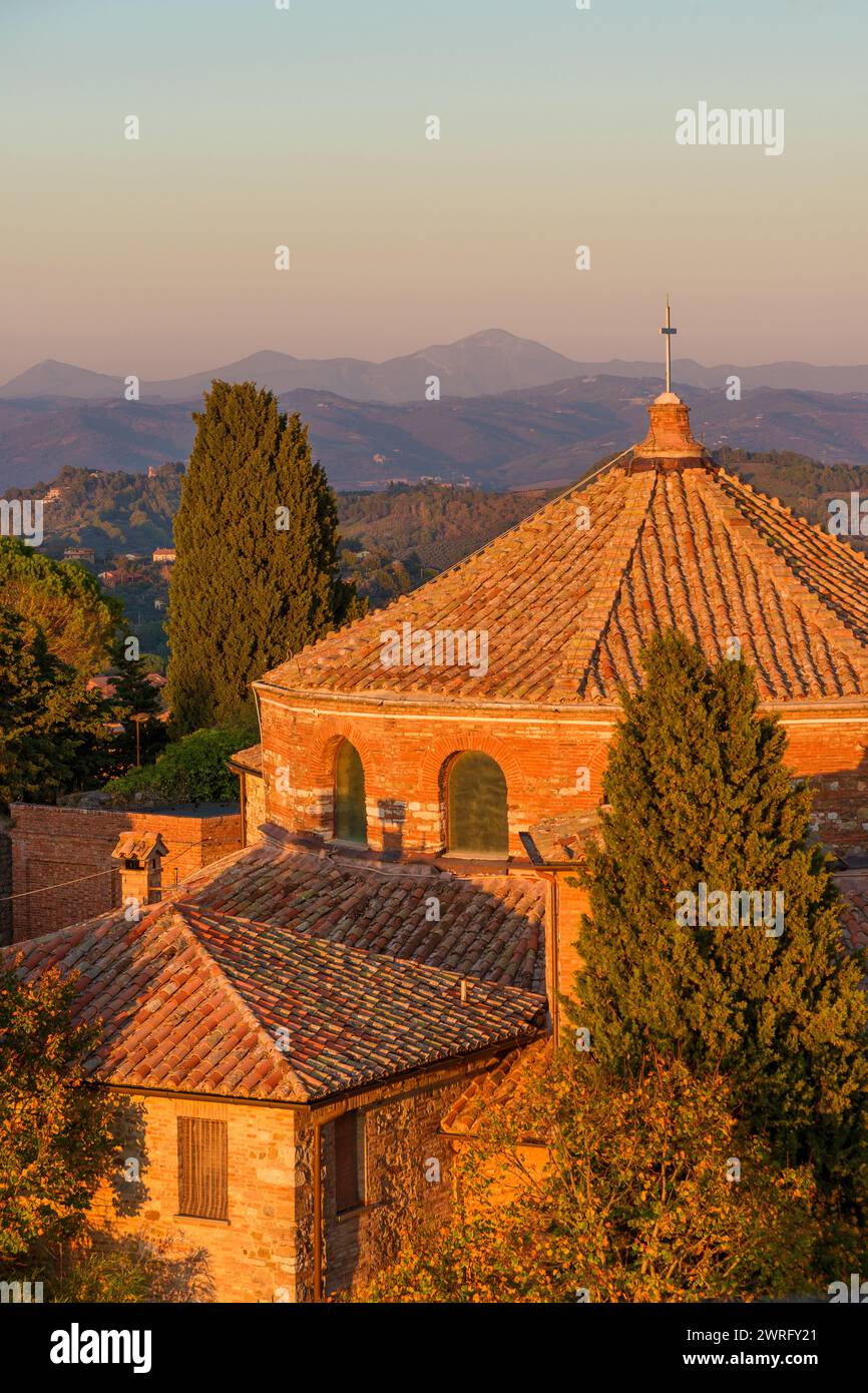 Temple of Saint Michael in Perugia at sunset, a very old church built ...