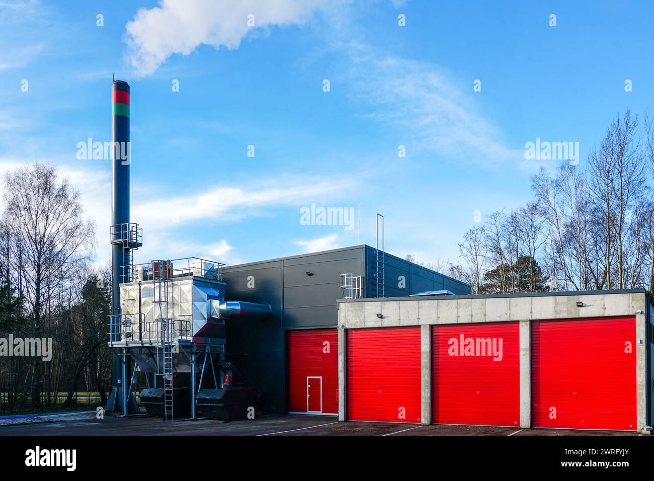 New modern wood chip biofuel boiler house for increased heat energy ...